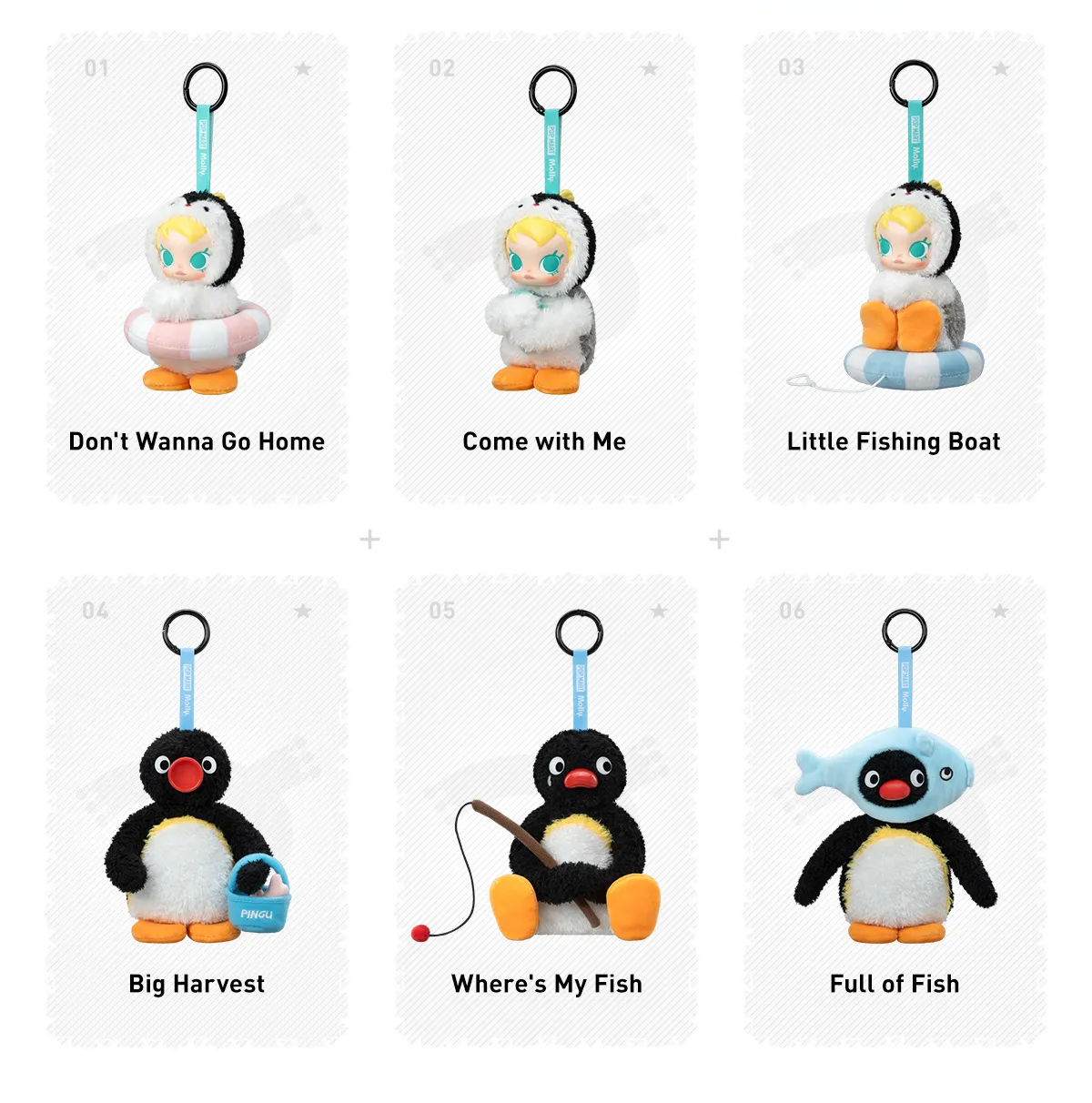 Baby Molly × Pingu Happy Fishing Series-Vinyl Plush Pendant Blind Box ...