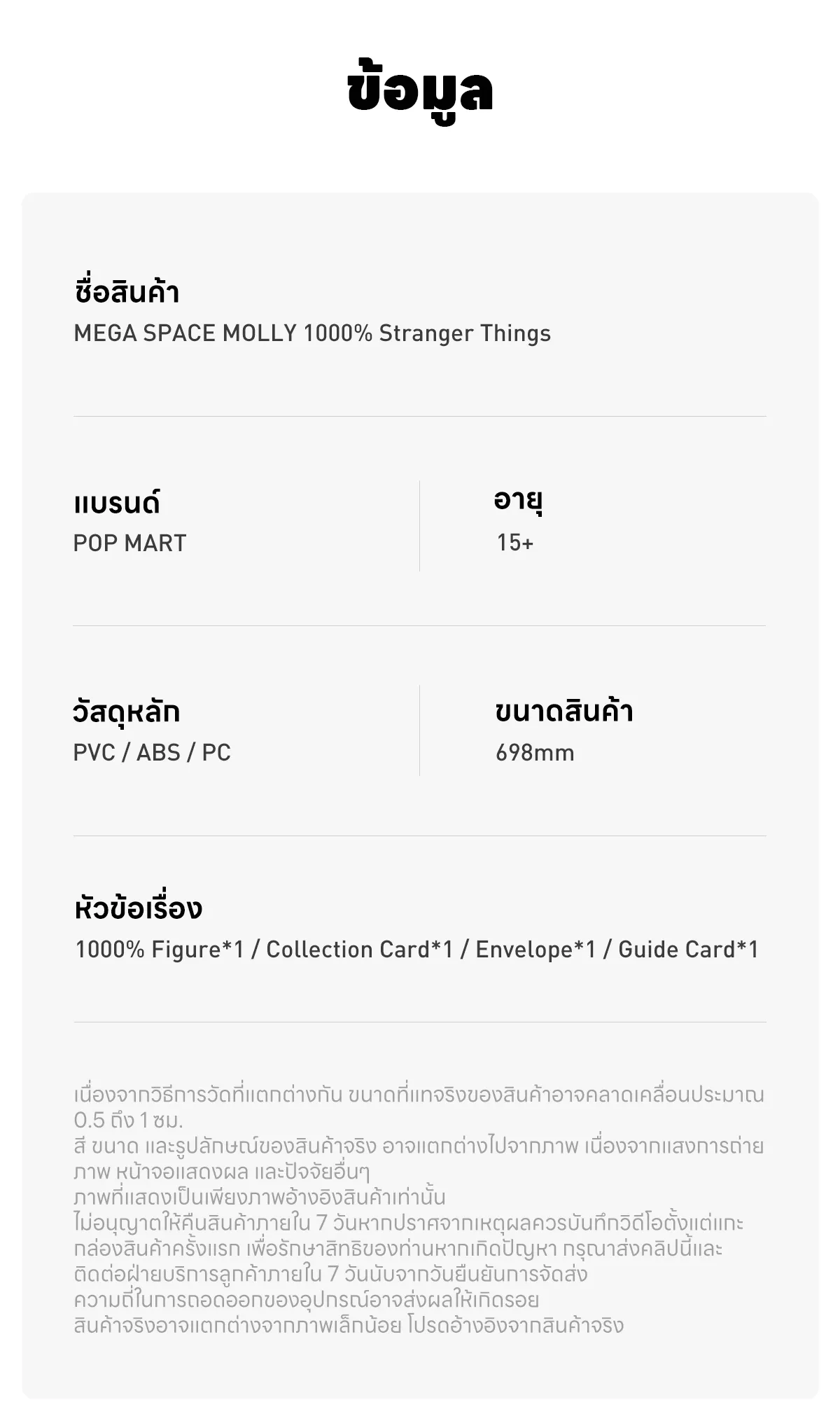 MEGA SPACE MOLLY 1000% Stranger Things - POP MART (Thailand)